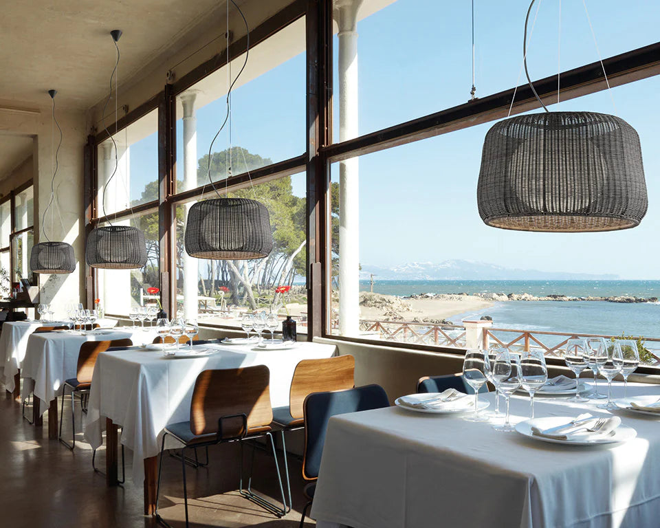 Fora S Outdoor Pendant Lamp by Bover - BEAUTIFUL Rattan Hanging lights ...