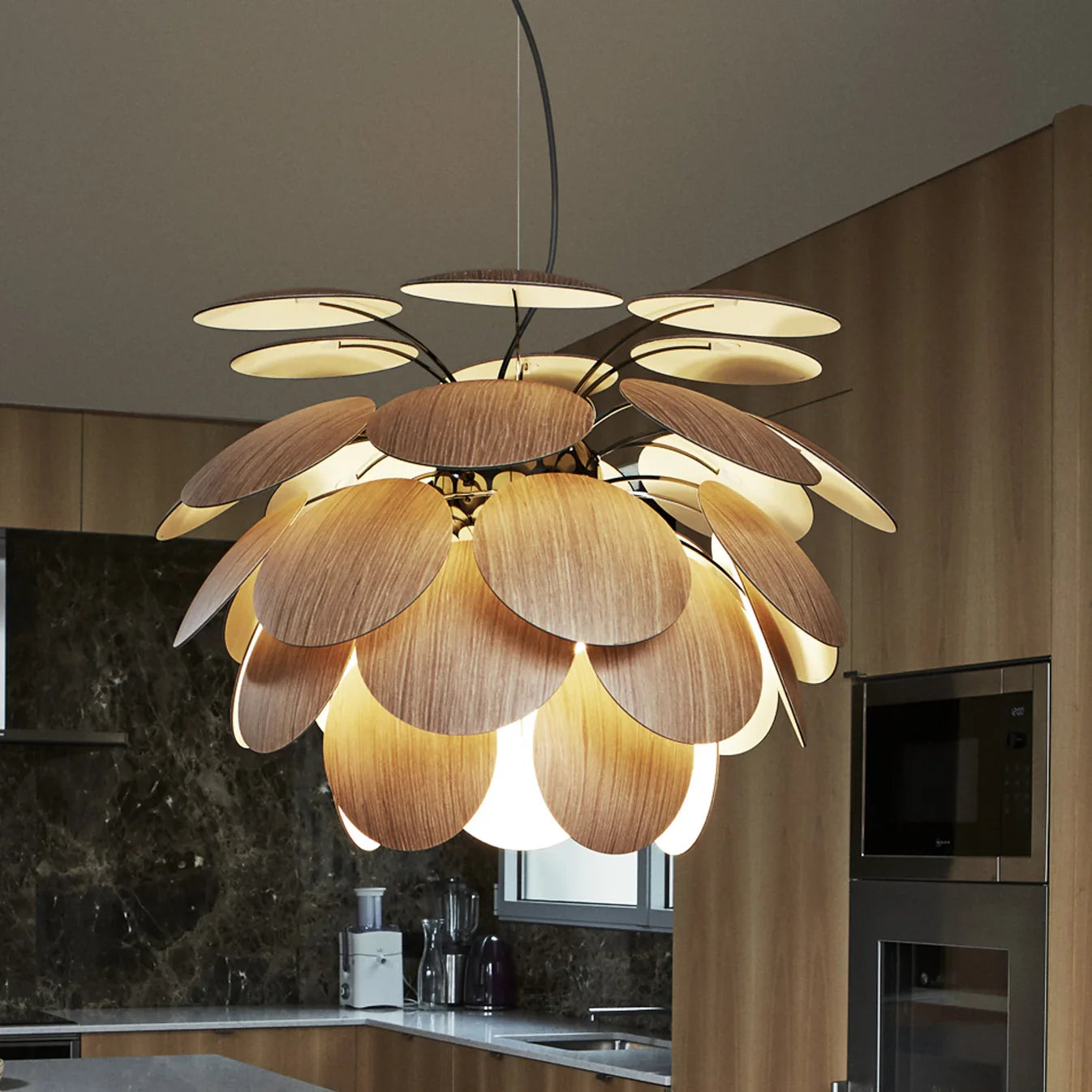 Discoco Pendant Light American OakWood Marset- Wooden suspension Light ...